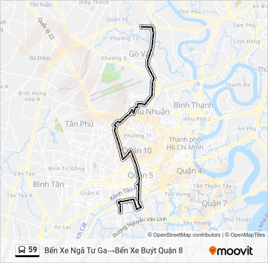 59 Route: Schedules, Stops & Maps - Bến Xe Ngã Tư Ga‎→Bến Xe Buýt Quận ...