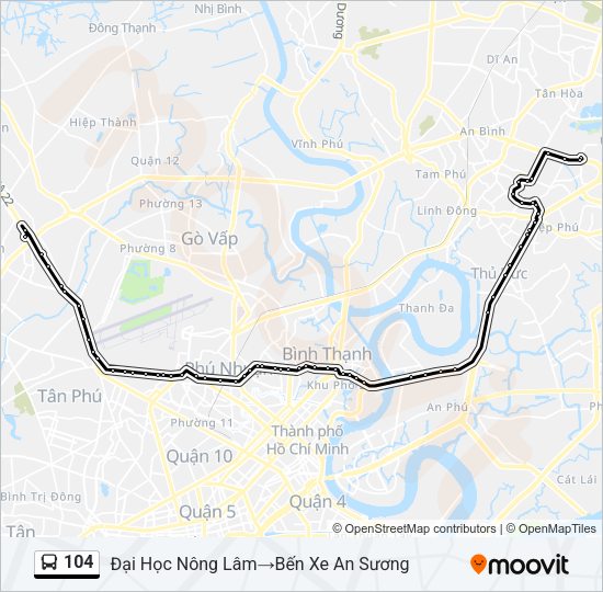 104 Route: Schedules, Stops & Maps - Đại Học Nông Lâm‎→Bến Xe An Sương ...