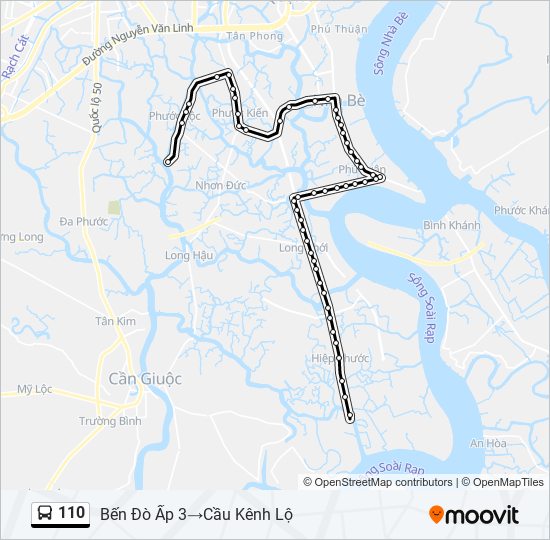 110 Route: Schedules, Stops & Maps - Bến Đò Ấp 3‎→Cầu Kênh Lộ (Updated)