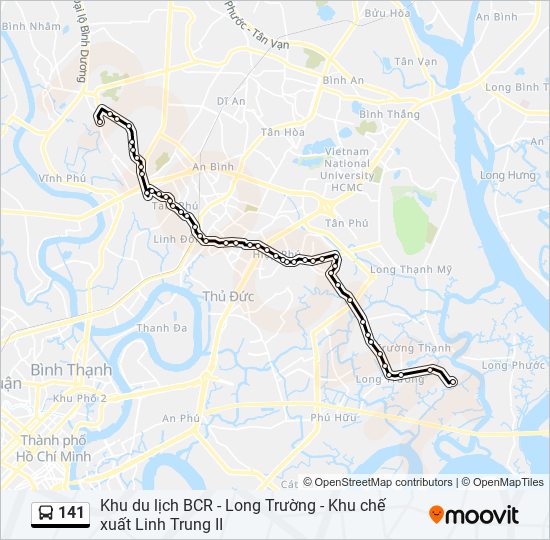 141 Route: Schedules, Stops & Maps - Khu Chế Xuất Linh Trung 2‎→Khu Du ...