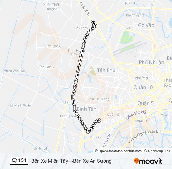 151 Route: Schedules, Stops & Maps - Bến Xe Miền Tây‎→Bến Xe An Sương ...
