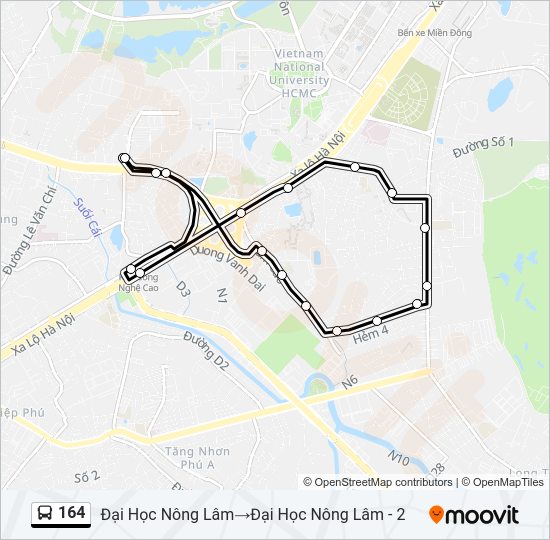 164 Route: Schedules, Stops & Maps - Đại Học Nông Lâm‎→Đại Học Nông Lâm ...