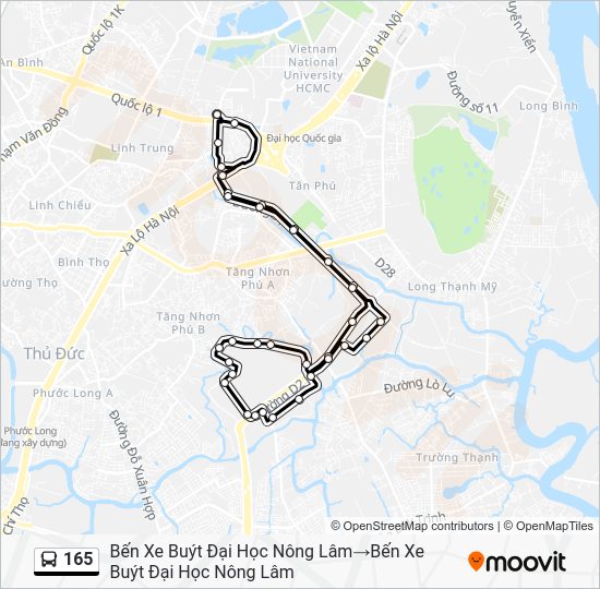 165 Route: Schedules, Stops & Maps - Đại Học Nông Lâm‎→Đại Học Nông Lâm ...