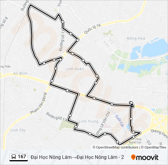 167 Route: Schedules, Stops & Maps - Đại Học Nông Lâm‎→Đại Học Nông Lâm ...