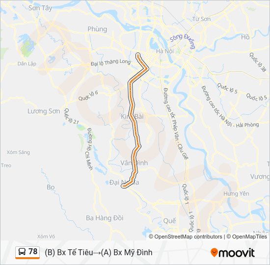 Tuyến 78: Lịch trình, Điểm dừng & Bản đồ - (B) Bx Tế Tiêu‎→(A) Bx Mỹ ...
