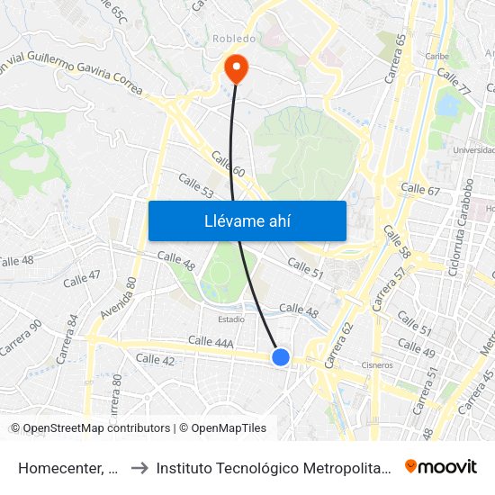 Homecenter, Makro a Instituto Tecnológico Metropolitano Robledo con ...