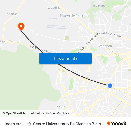 Ingeniero Francisco Ugarte, Guadalajara a Centro Universitario De ...