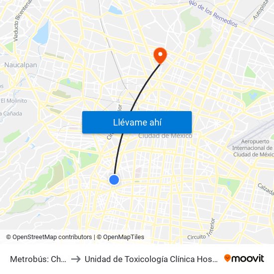 Metrobús: Chilpancingo, Miguel Hidalgo a Unidad de Toxicología Clínica ...