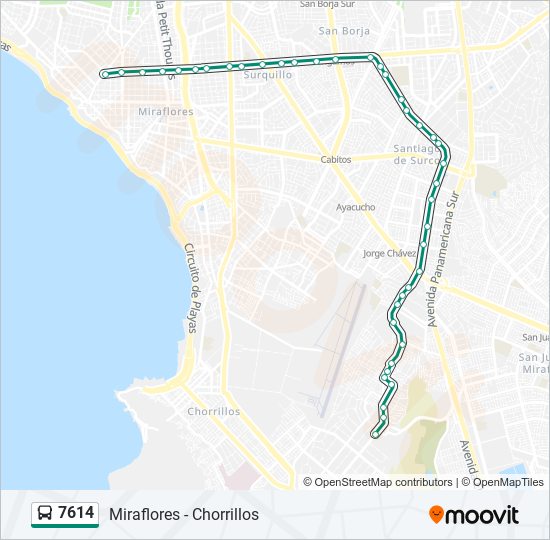 7614 Route: Schedules, Stops & Maps - Miraflores - Chorrillos (Updated)