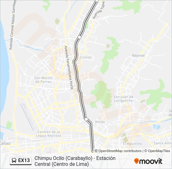 Ruta EX13: horarios, paradas y mapas - Estación Central (Cercado De Lima) - Chimpu Ocllo ...