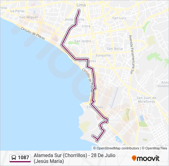 1087 Route: Schedules, Stops & Maps - Alameda Sur (Chorrillos) - 28 De ...