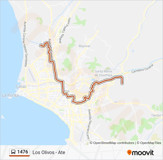 Ruta 1476: horarios, paradas y mapas - Ate - Los Olivos (Actualizado)