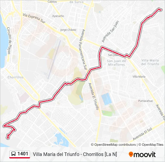 1401 Route: Schedules, Stops & Maps - Chorrillos - V.M.T. (Updated)