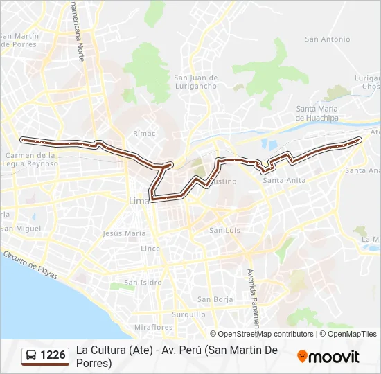 Ruta 1226: horarios, paradas y mapas - La Cultura (Ate) - Av. Perú (San ...