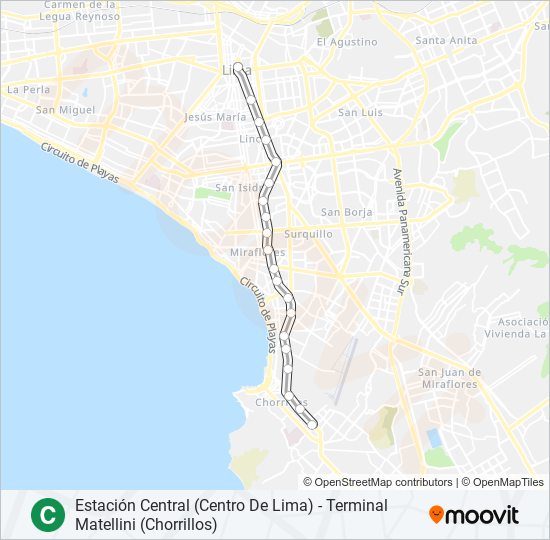 Ruta c: horarios, paradas y mapas - Estación Central (Centro De Lima ...