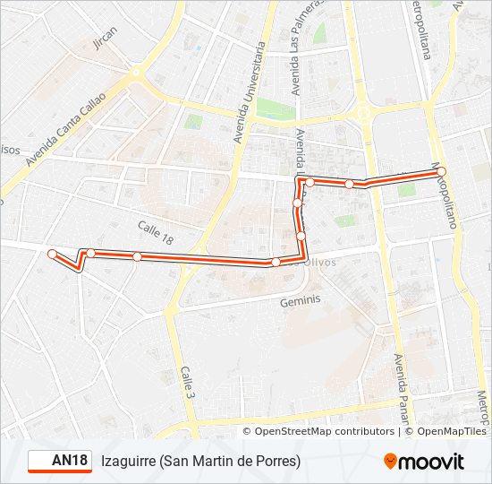 Ruta an18: horarios, paradas y mapas - Terminal Naranjal (Independencia ...