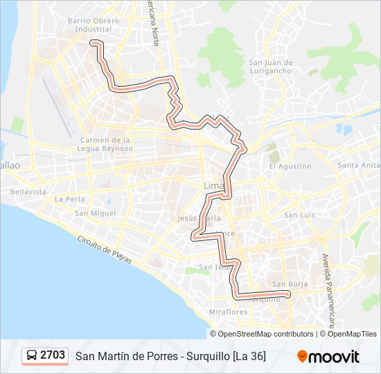 Ruta 2703: horarios, paradas y mapas - Aviación (Surquillo) - Puente ...