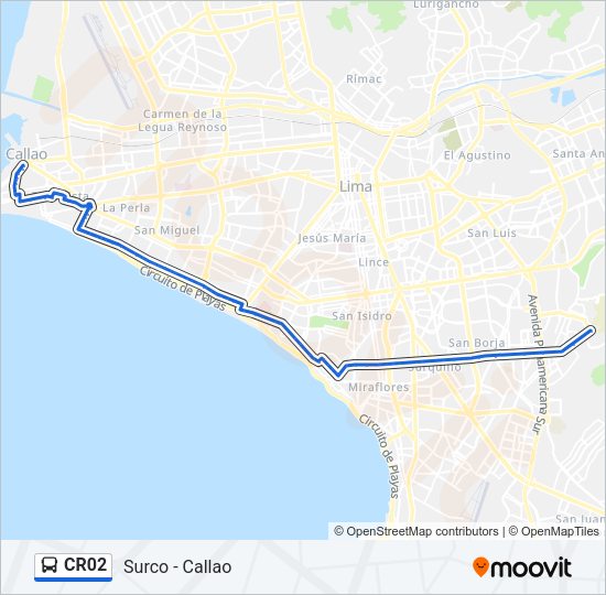Ruta CR02: horarios, paradas y mapas - Surco - Callao (Actualizado)