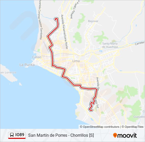 io89 Route: Schedules, Stops & Maps - Chorrillos - S.M.P. (Updated)