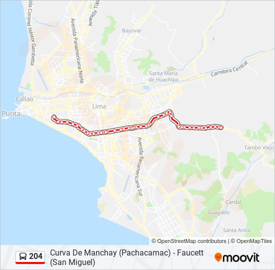 Ruta 204: horarios, paradas y mapas - Curva De Manchay (Pachacamac ...