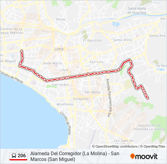 206 Route: Schedules, Stops & Maps - Alameda Del Corregidor (La Molina ...