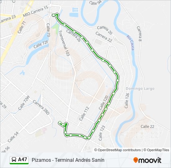 a47 Route: Schedules, Stops & Maps - Terminal Andrés Sanín D3‎→Terminal ...