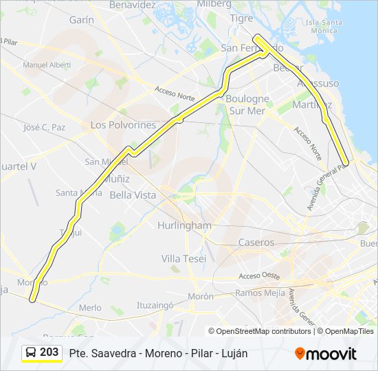 Ruta 203: horarios, paradas y mapas - Moreno - Pte. Saavedra (X Canal ...