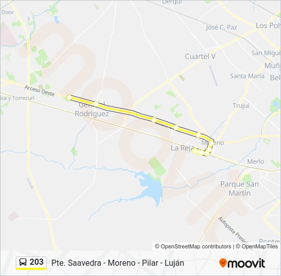 Ruta 203: horarios, paradas y mapas - Moreno - P. Castro (Actualizado)