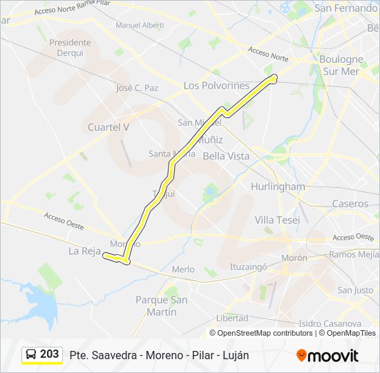 Ruta 203: horarios, paradas y mapas - Moreno - Don Torcuato (Actualizado)