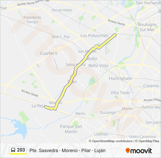Ruta 203: horarios, paradas y mapas - Don Torcuato - Moreno (Actualizado)