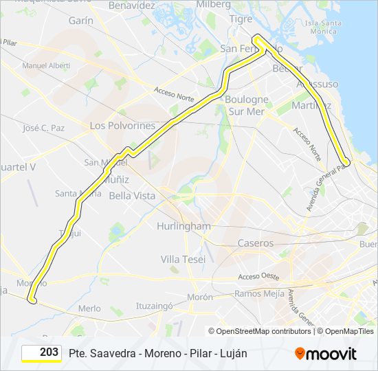 Ruta 203: horarios, paradas y mapas - Pte. Saavedra - Moreno (X Canal ...