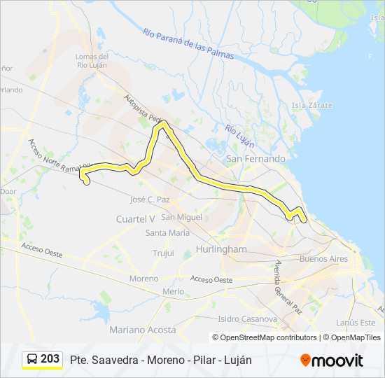 Ruta 203: horarios, paradas y mapas - Pte. Saavedra - Pilar (X Ford - X ...