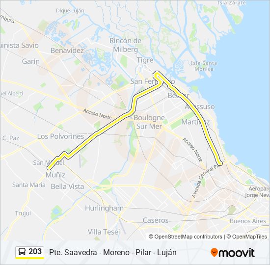 Ruta 203: horarios, paradas y mapas - Pte. Saavedra - San Miguel (Por ...