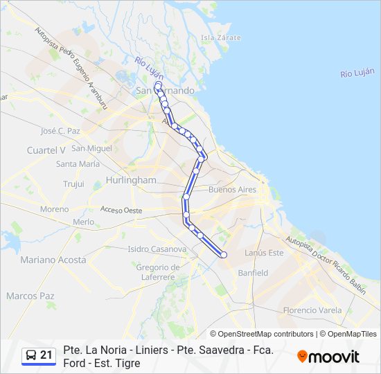 Ruta 21: horarios, paradas y mapas - Pte. La Noria - Dardo Rocha ...