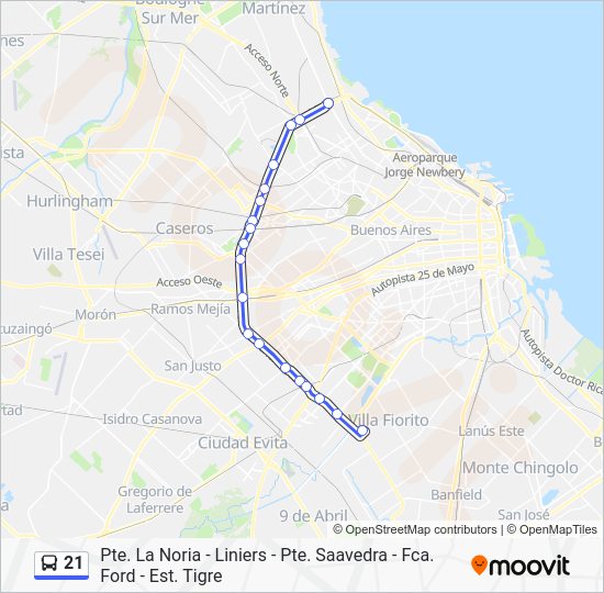 21 Route: Schedules, Stops & Maps - Pte. Saavedra - Pte. La Noria ...