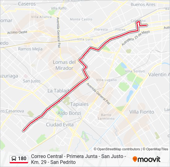 Ruta 180: horarios, paradas y mapas - G: Primera Junta (Actualizado)