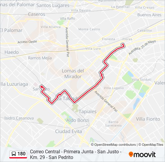 Ruta 180: horarios, paradas y mapas - D: Hasta San Pedrito Y Alberdi ...