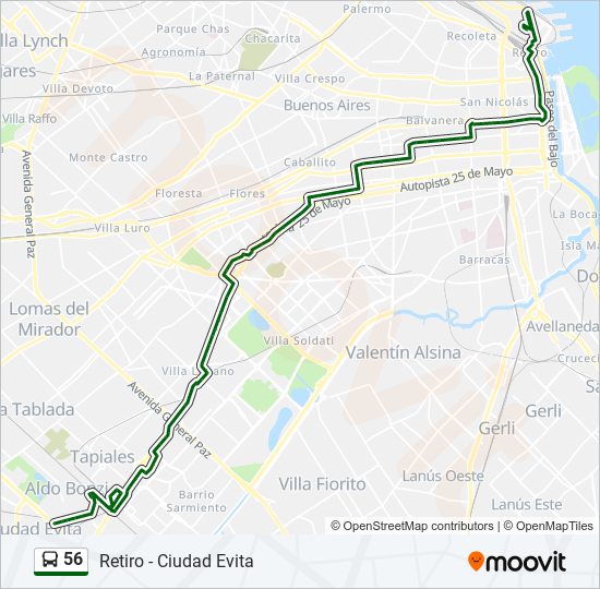 56 Route: Schedules, Stops & Maps - Aldo Bonzi - Retiro (Updated)
