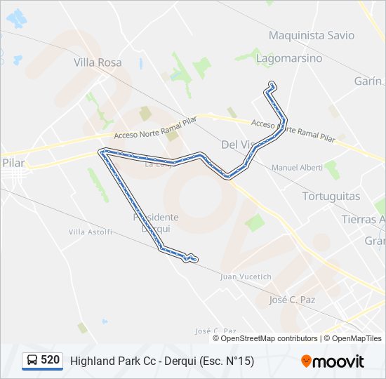 520 Route: Schedules, Stops & Maps - Highland Park Cc - Derqui (Esc. N ...
