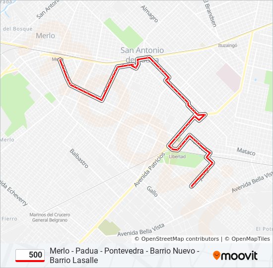 500 Route: Schedules, Stops & Maps - Estación Merlo (Helvecia X Padua ...