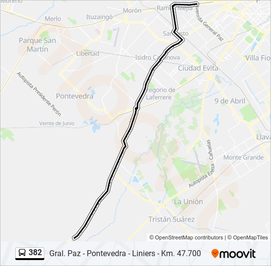 Ruta 382: horarios, paradas y mapas - R2: Liniers (Actualizado)