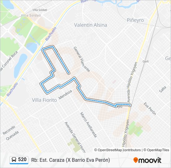 520 Route: Schedules, Stops & Maps - Rb: Est. Caraza (X Barrio Eva ...