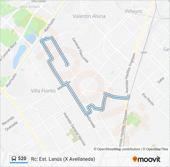 520 Route: Schedules, Stops & Maps - Rc: Est. Lanús (X Avellaneda ...