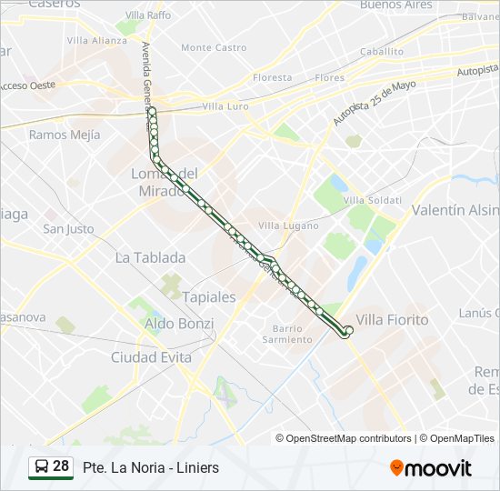 Ruta 28: horarios, paradas y mapas - Pte. La Noria - Liniers (Actualizado)