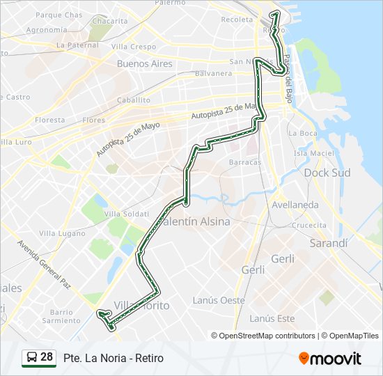 Ruta 28: horarios, paradas y mapas - Pte. La Noria - Retiro (Actualizado)