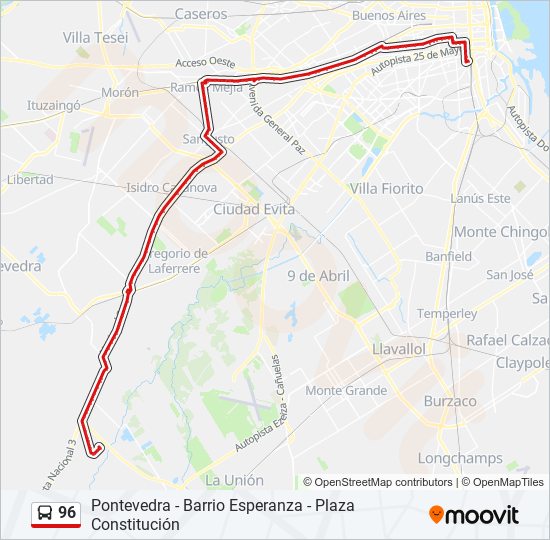 Ruta 96: horarios, paradas y mapas - E: Plaza Constitución (Actualizado)