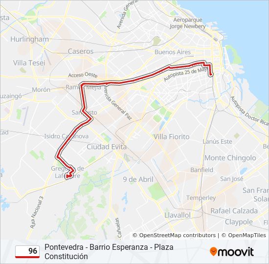 Ruta 96: horarios, paradas y mapas - F: Laferrere - Plaza Constitución ...