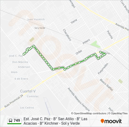 Ruta 749: horarios, paradas y mapas - Est. José C. Paz - B° Las Casitas ...