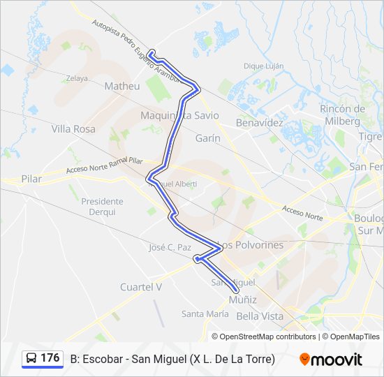 176 Route: Schedules, Stops & Maps - B: Escobar - San Miguel (X L. De ...