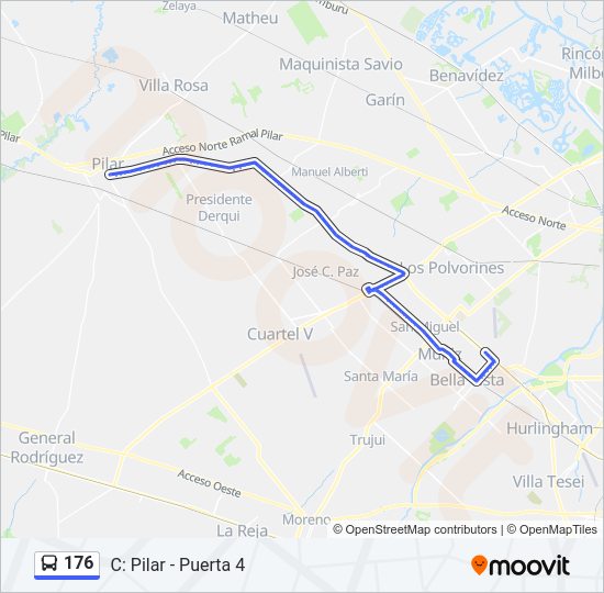 Ruta 176: horarios, paradas y mapas - C: Pilar - Puerta 4 (Actualizado)